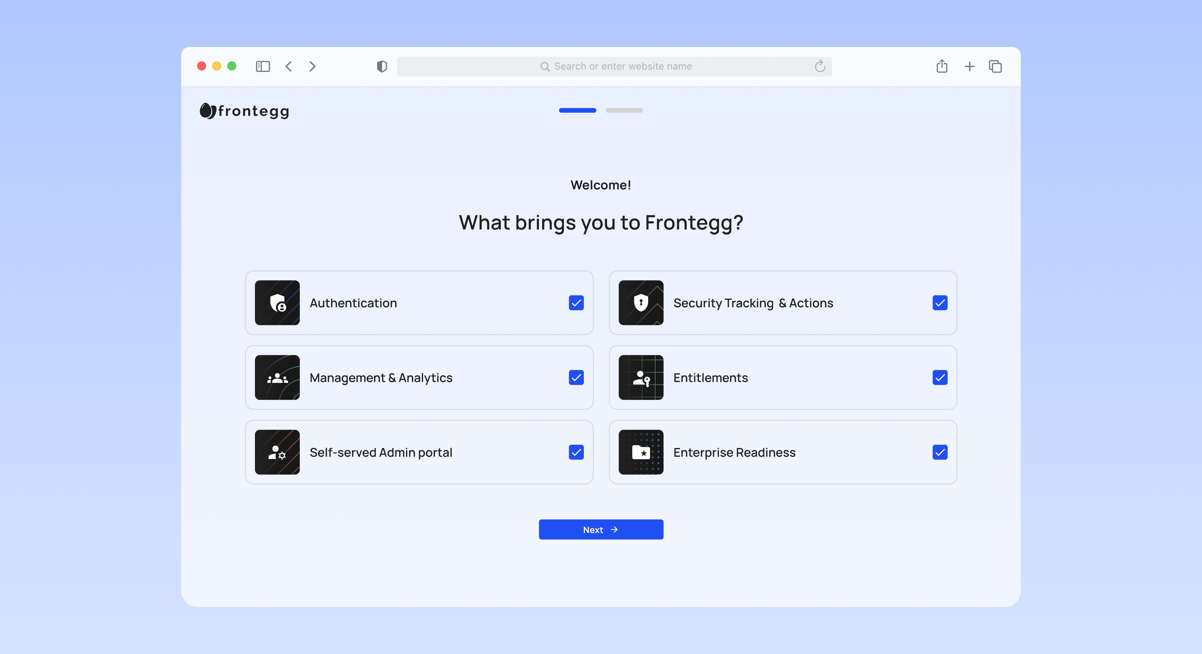 Frontegg's New Onboarding Flow | Frontegg